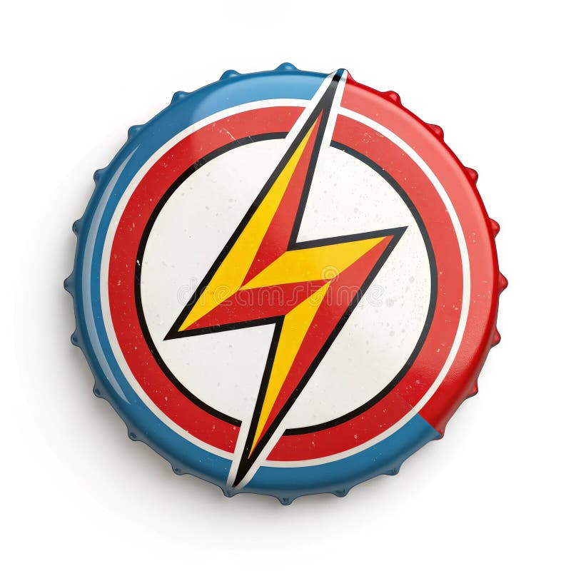 Retro Bottle Cap with Lightning Bolt Design, Isolated on White ...