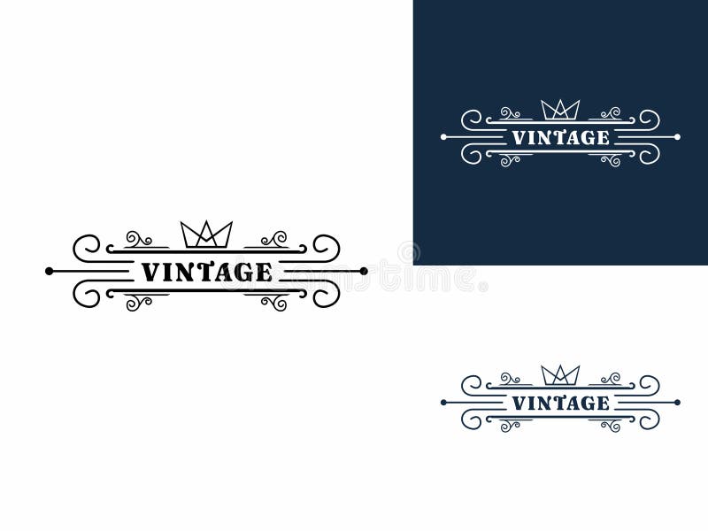 Retro Brand Logo with Vintage Line Element Vector. Premium Identity ...