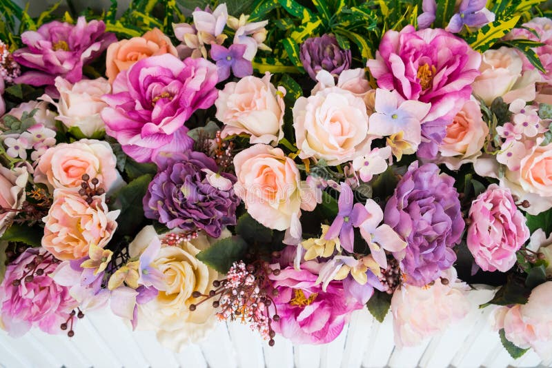 Retro Bright and Beautiful Colors of Plastic Flowers Stock Image ...