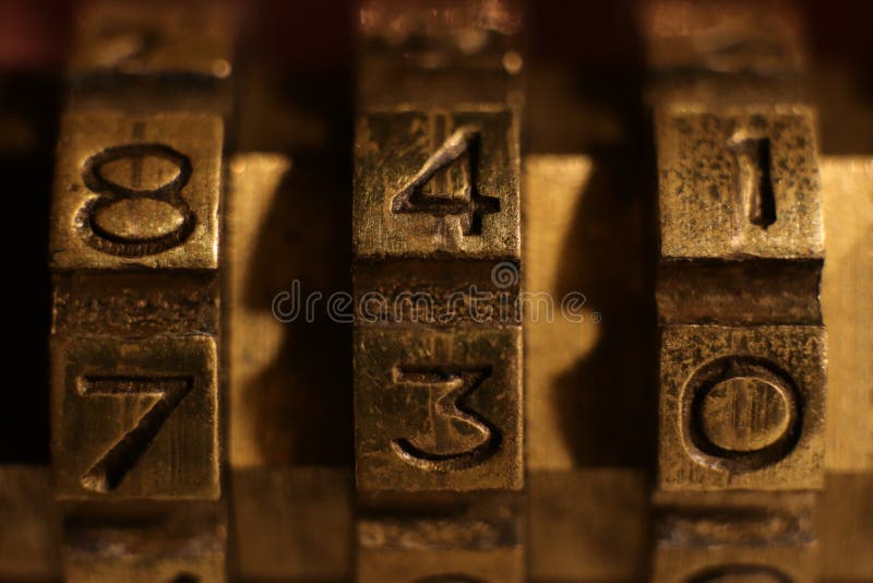 Retro Bronze Lock Number Combination. Shiny Vintage Codes Stock Image ...