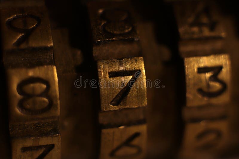 Retro Bronze Lock Number Combination. Stock Photo - Image of unlock ...