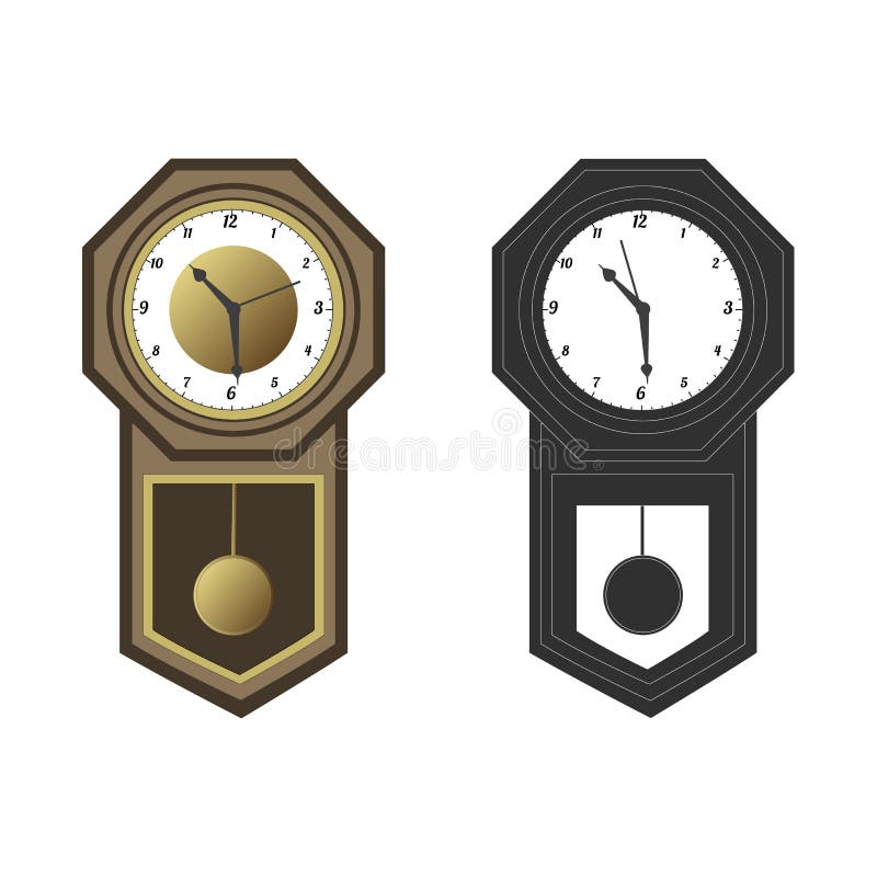 Retro Brown Pendulum Wall Clock. Stock Vector - Illustration of design ...