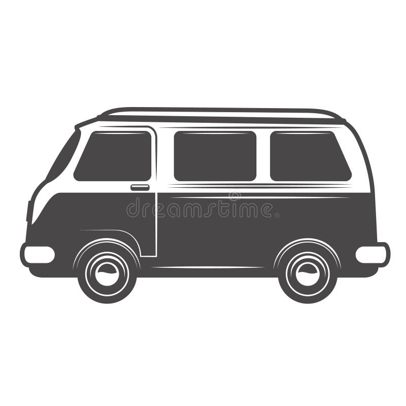 Retro Bus Icon Isolated on White Background. Design Elements for Stock ...