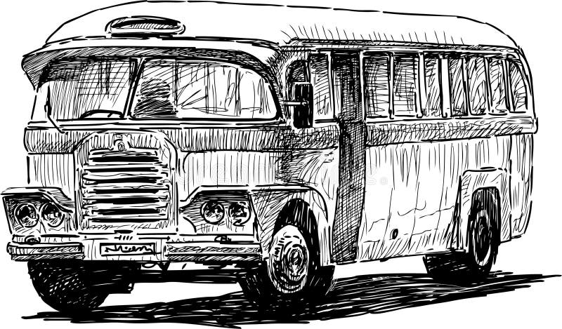 Old School Bus Drawing