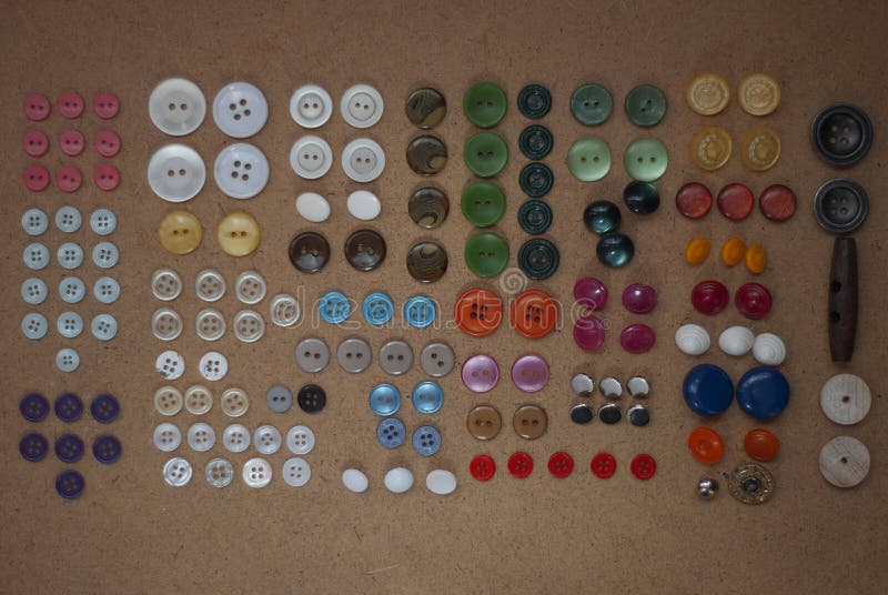 Retro Buttons. Buttons of Different Sizes on Cardboard Stock Photo ...