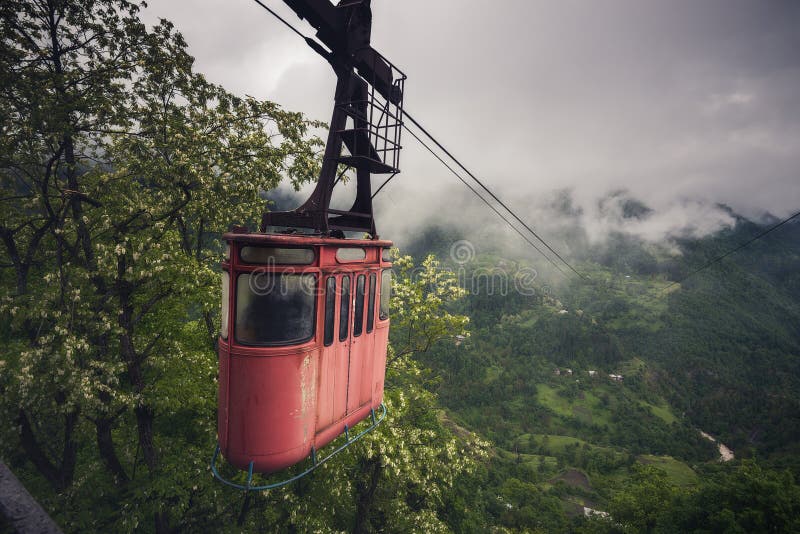 Retro cabin of cable car stock photo. Image of clouds - 96828512