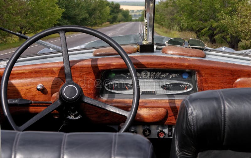 Retro cabrio car cockpit stock image. Image of convertible - 10285307