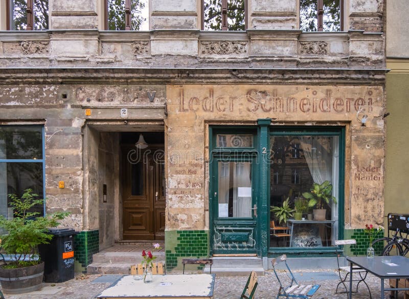 Retro Cafe New in Old Buildings in Berlin, Germany Stock Image - Image ...