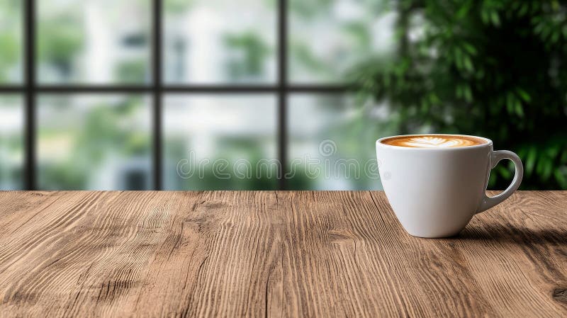 In a Retro Cafe, a Wooden Table Displays Artwork Inspired by Coffee ...