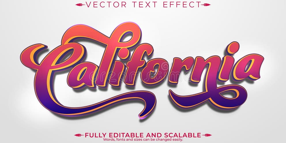 Retro California Text Effect, Editable 70s and 80s Text Style Stock ...
