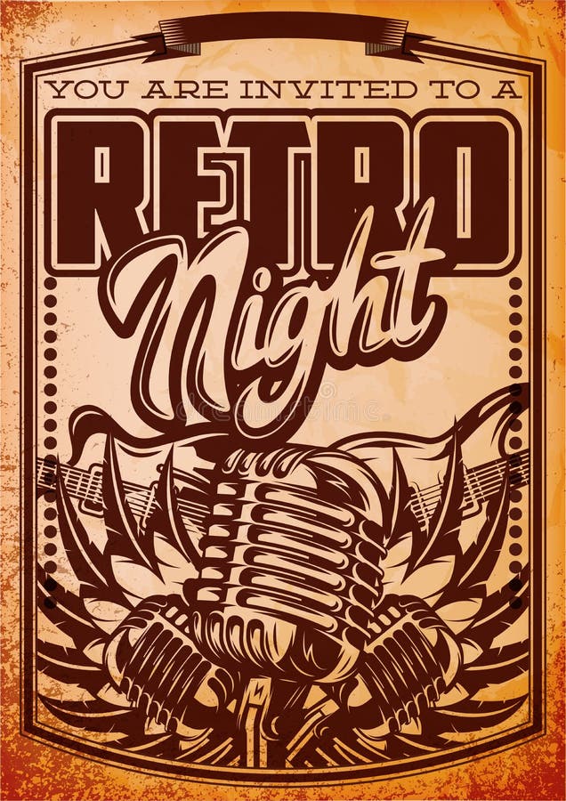 Retro Calligraphic Advertising Poster with Music Composition Editorial ...