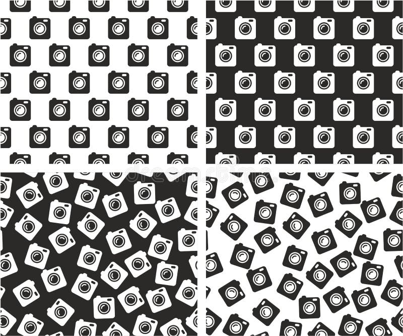 Retro Camera Aligned & Random Seamless Pattern Set Stock Vector ...