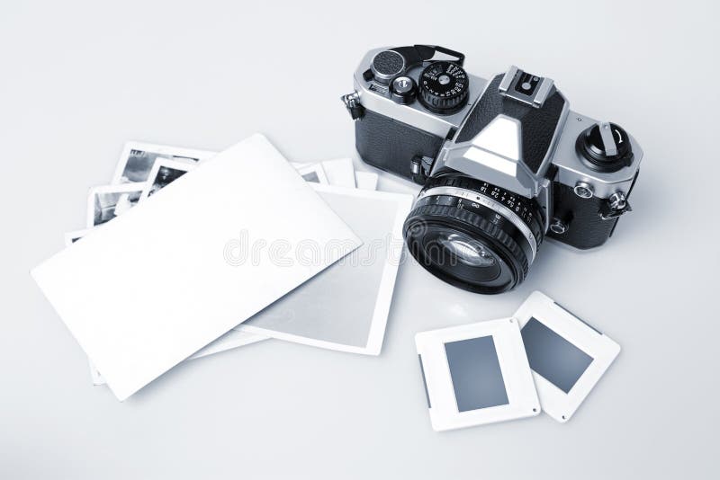 Retro Camera & Blank Photopaper Stock Image - Image of equipment ...
