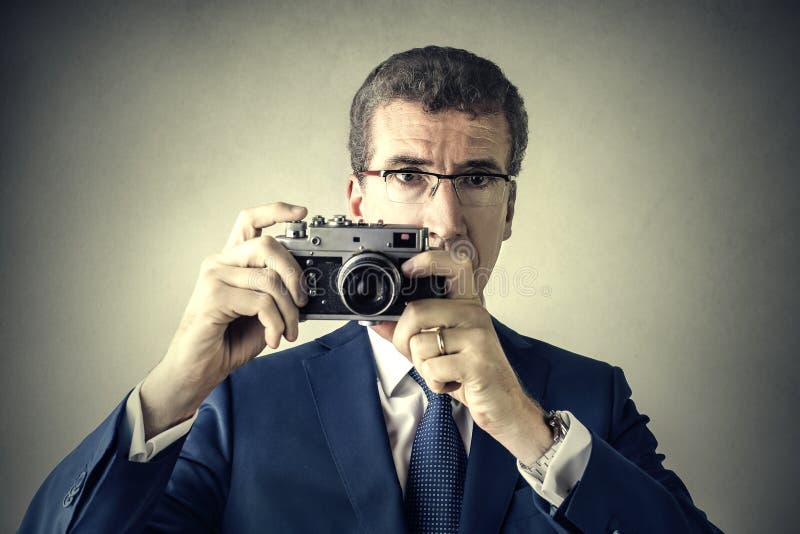 Retro camera stock photo. Image of photographer, caucasian - 63584520