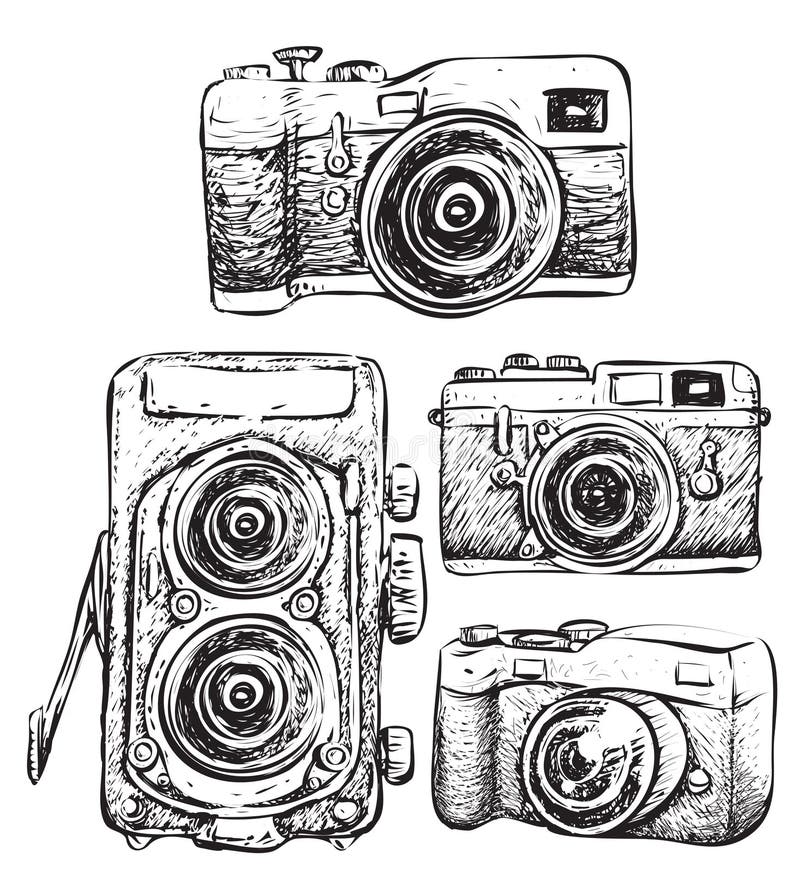 Retro Camera Doodle stock vector. Illustration of scribble - 135497527