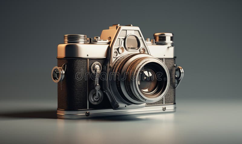 Retro Camera on a Grey Background. 3d Rendering Toned Image Stock Image ...