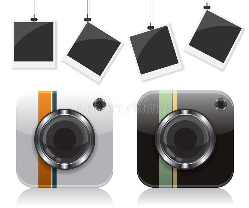 Retro Camera Icons and Photo Frame Stock Vector - Illustration of ...