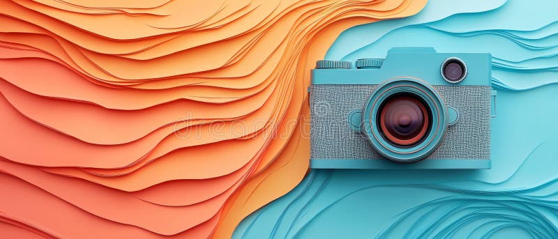 Retro Camera and Paper Art stock illustration. Illustration of modern ...