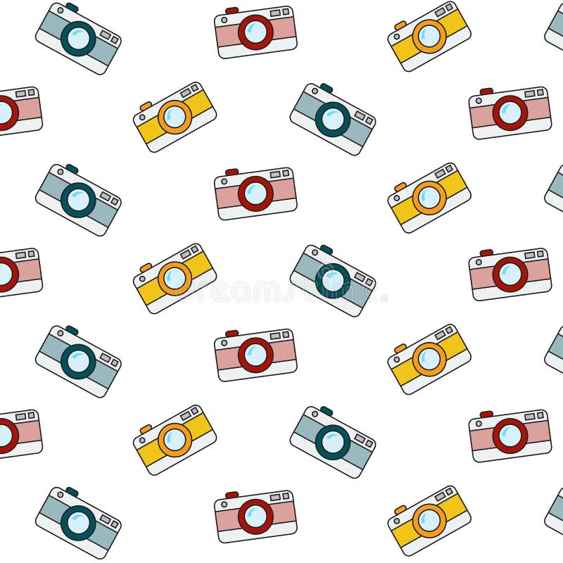 Retro camera pattern stock vector. Illustration of lens - 61898199