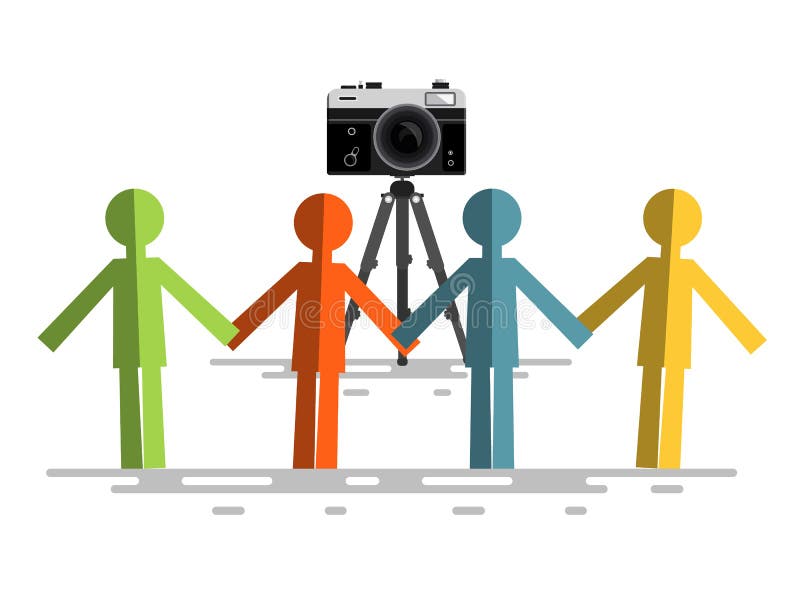 Retro Camera with People stock vector. Illustration of isolated - 136250233
