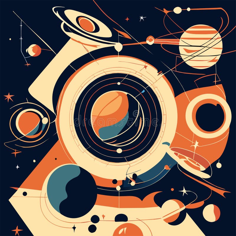 Retro Space Background with Planets and Stars. Vector Cartoon ...