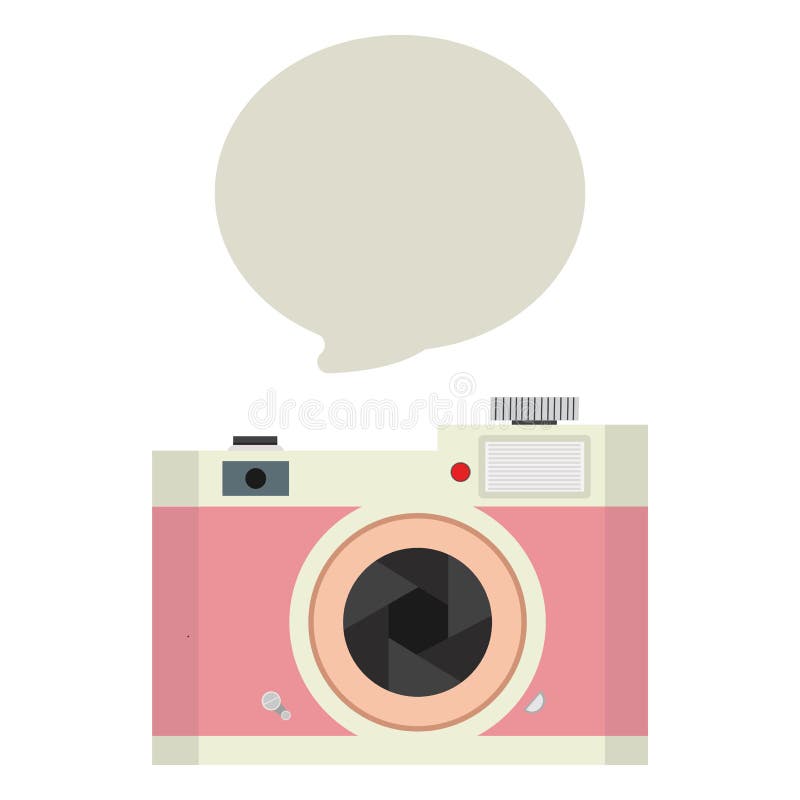 Retro Camera with Speech Bubble Stock Illustration - Illustration of ...