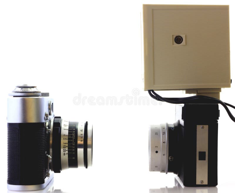 Retro cameras isolated stock photo. Image of leather - 40266464