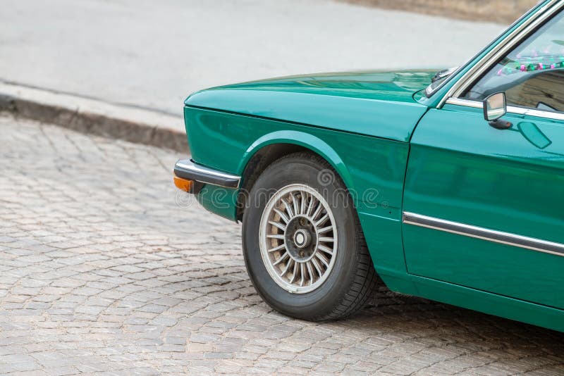 Retro Car Background Cobblestones Front Side View Stock Photos - Free ...