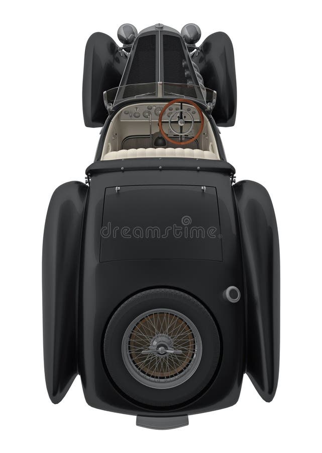 Retro Car Cabriolet Back View Isolated on White 3d Rendering Stock ...