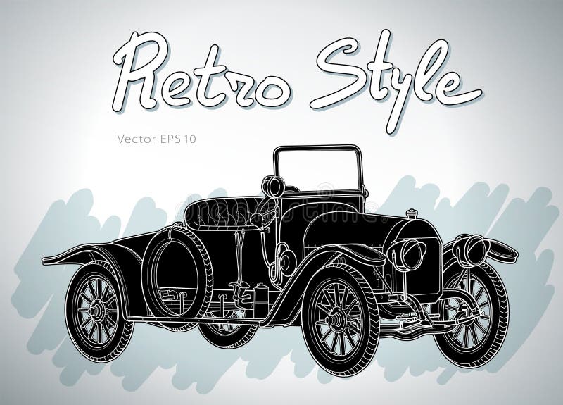 Retro Car Cabriolet Vector Draw Isolated on Background Stock Vector ...