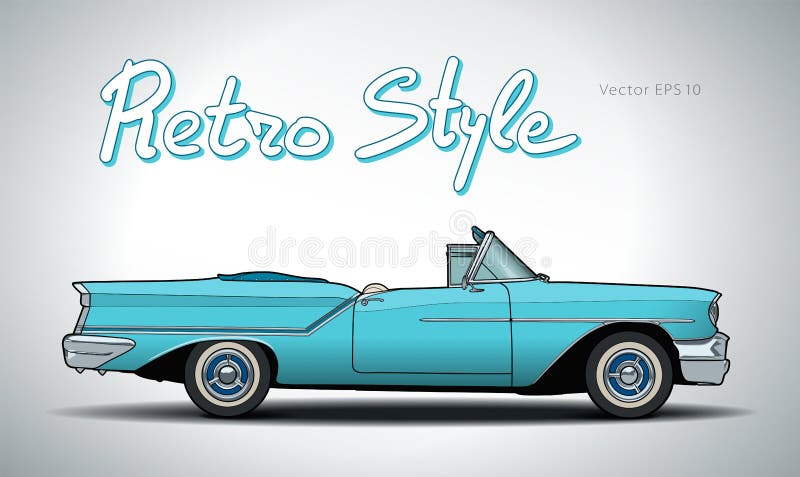 Retro Car Cabriolet Vector Draw Isolated Illustration Stock Vector ...
