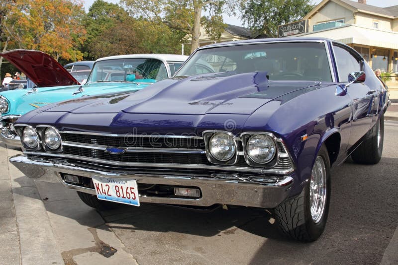 Blue Vintage Muscle Car stock image. Image of transportation - 20809243