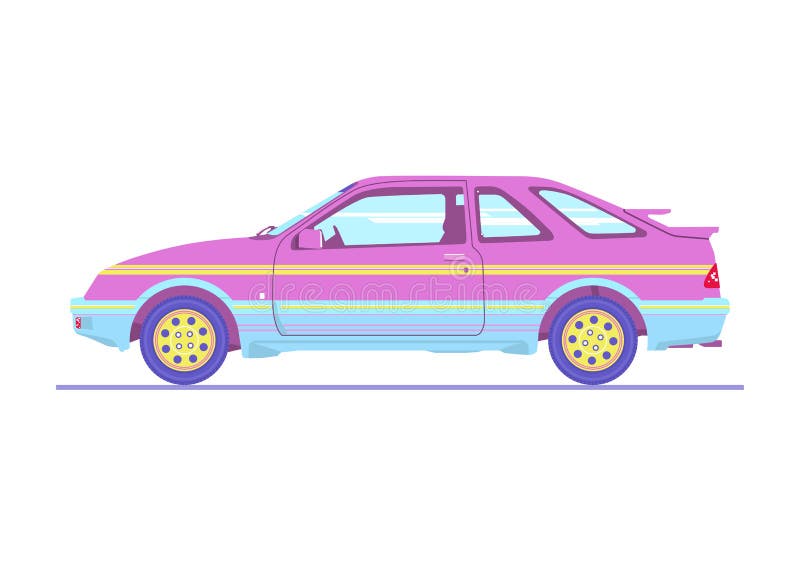Retro Car in the Colors of the 80s. Stock Vector - Illustration of neon ...