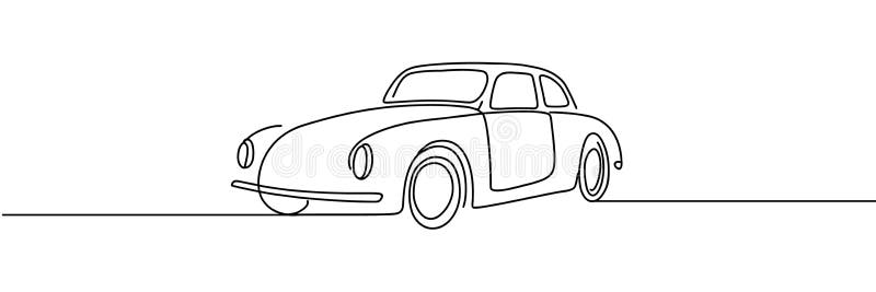 Retro Car Continuous One Line Vector Drawing. Stock Vector ...