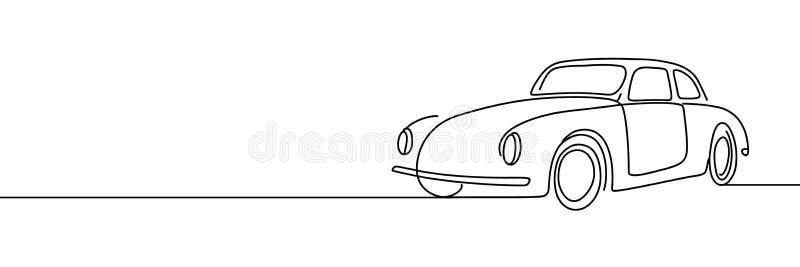 Retro Car Continuous One Line Vector Drawing. Stock Vector ...