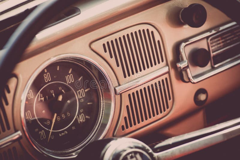Retro car dashboard stock image. Image of closeup, gauge - 72747009