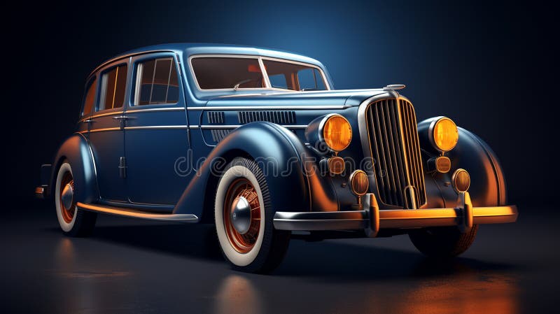 Retro Car Driving Down a Winding Road Taking in the Scenery Stock ...