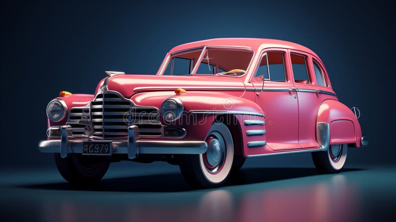 Retro Car Driving Down a Winding Road Taking in the Scenery Stock ...