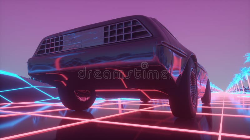Retrowave Style Loop Animation. T-Rex Dinosaur Walks through a Neon ...