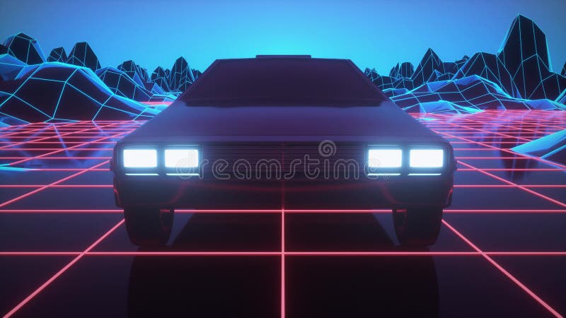 Retrowave Style Loop Animation. T-Rex Dinosaur Walks through a Neon ...