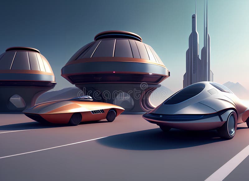 Retro Car Futurism Concept Illustration. Ai Generated Image Stock ...