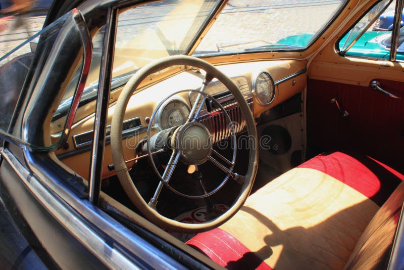 Retro Car Interior (fragment) Stock Image - Image of design, chrome ...