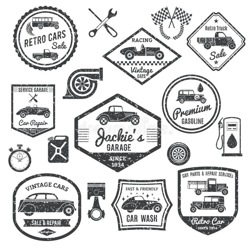 Vector Set: Retro Race Car Labels Stock Vector - Illustration of ...