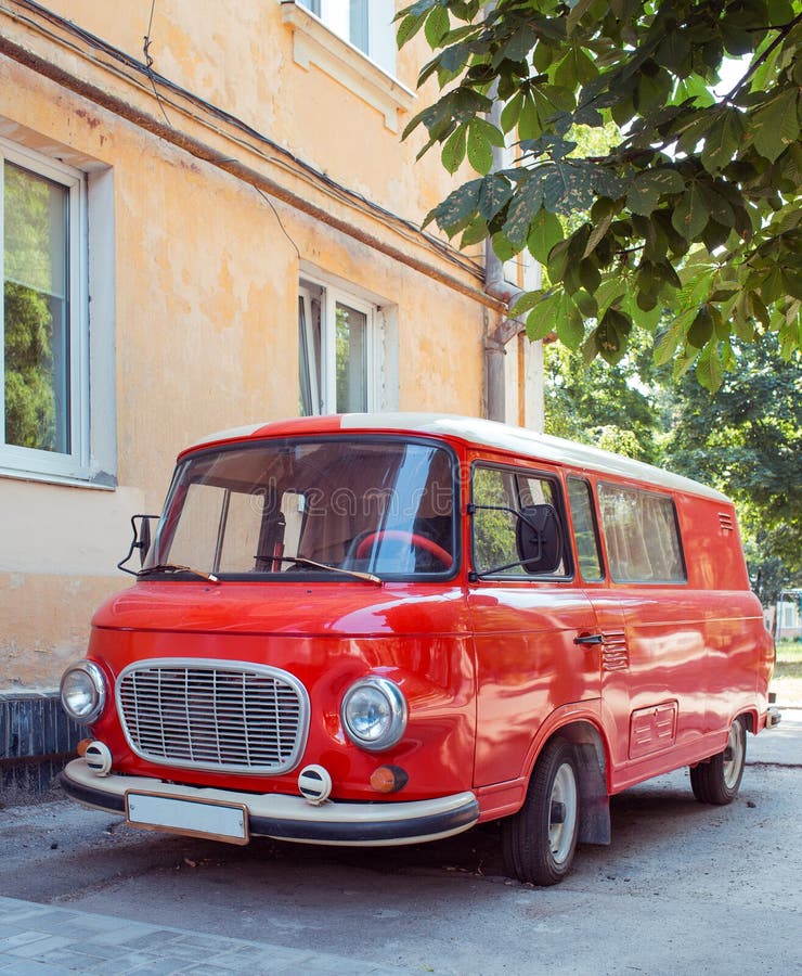 Minivan in the Ancient Center of the European City Stock Photo - Image ...