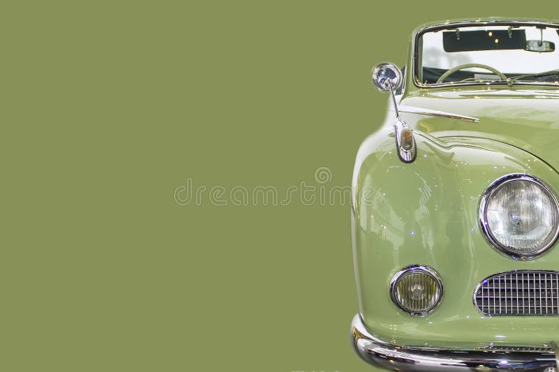 Retro Car on Olive Background, Copy Space for Text Stock Image - Image ...