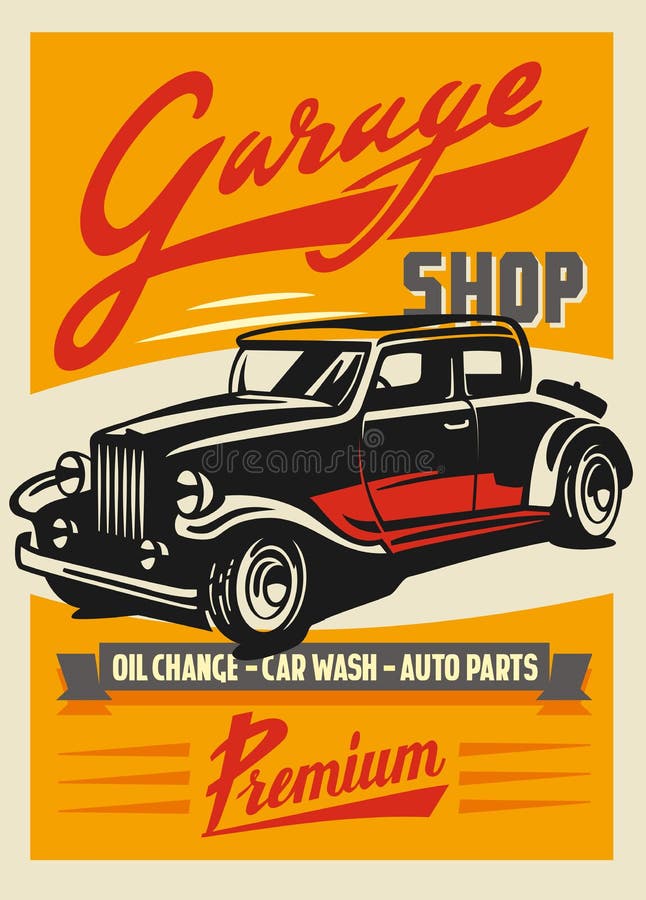 Retro car poster stock vector. Illustration of style - 87955722