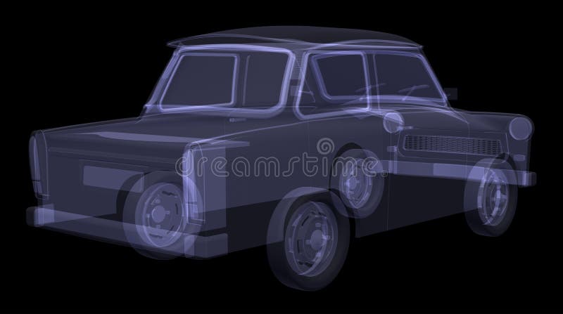 Retro car. X-ray render stock illustration. Illustration of technology ...