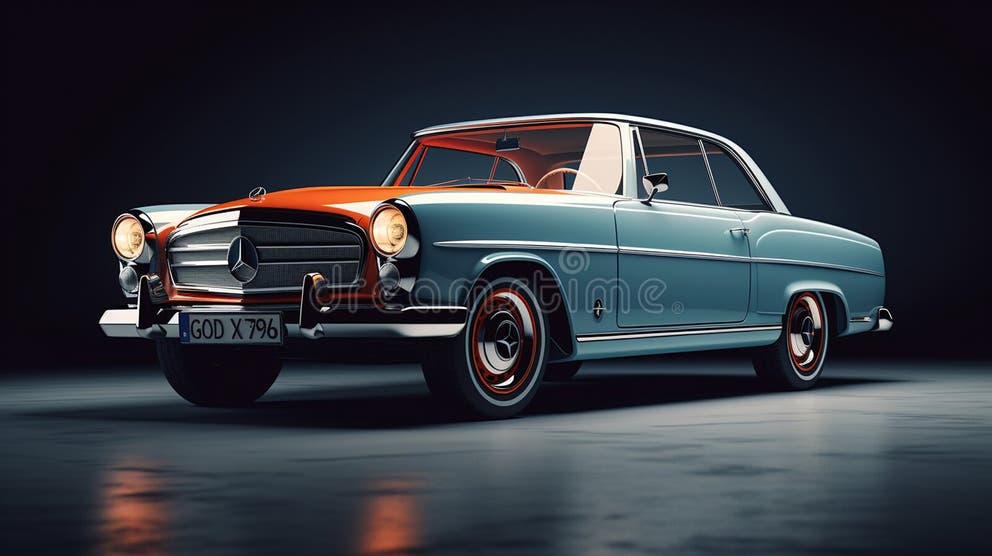 Retro Car Scene Nostalgic Ride Stock Illustration - Illustration of ...