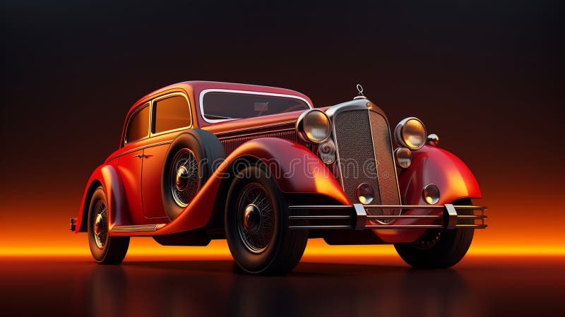 Retro Car Scene Vintage Allure Stock Illustration - Illustration of ...