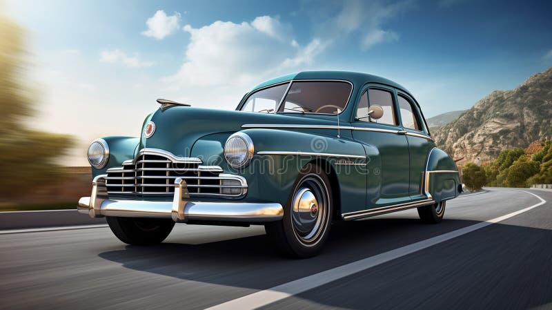 Retro Car Scene Vintage Legacy Stock Illustration - Illustration of ...